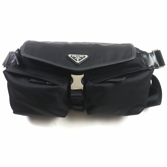 Prada | Bags | Prada Triangle Logo Renylon Shoulder Bag Black | Poshmark